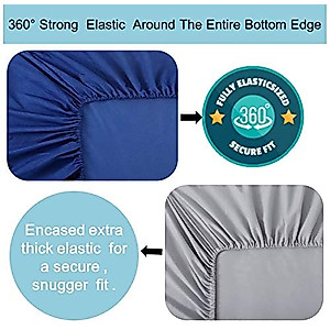 Crib Sheets, Crib Sheets for Boys | Baby Boy Crib Sheets | Microfiber Crib Fitted Sheet for Standard Crib and Toddler Mattress (Gray and Navy, 2 Pack)