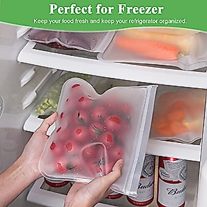 Reusable Food Storage Bags, ZIKO PEVA Reusable Freezer Bags Food Grade Material snack bags sandwich bags Easy Seal Leakproof Reusable Ziplock bags for Marinate Food Fruits Meal Prep Travel Item