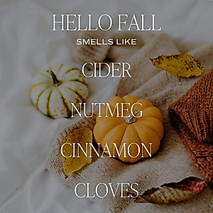 Sweet Water Decor Hello Fall Candle - Candle Fall Scents with Cider, Cinnamon, Cloves and Nutmeg for Home - Fall Soy Candles with 60 Hours Burn Time - 11Oz Clear Fluted Ribbed Jar Soy Fall Candle