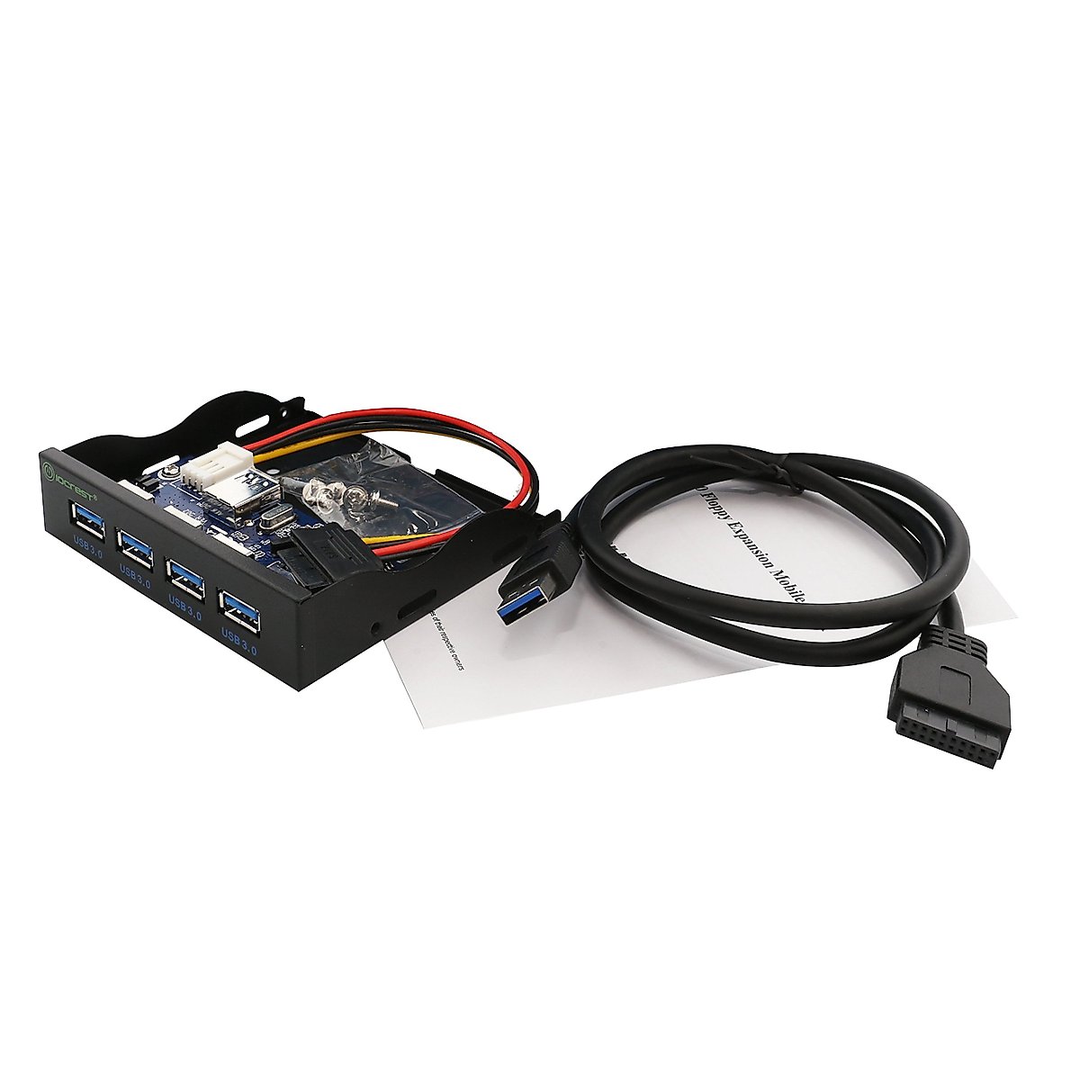 Syba Active 4 Port USB 3.0 Hub Panel for 3.5" Floppy Bay 19 Pin Header SATA Power SY-HUB20211