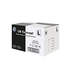 LW Concept Black Medical Nitrile Examination Gloves - Latex & Powder-Free, Disposable, Ultra-Strong, Healthcare, Food Handling Use (Large, Case of 1000)