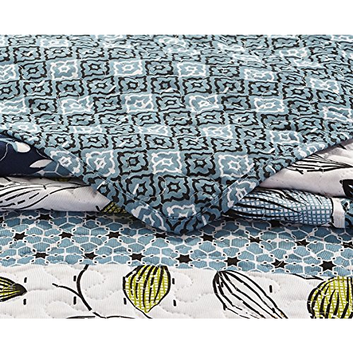 SLPR Pacific Coast Quilted Throw Blanket - 50" x 60" | Blue and White Lap Quilt for Couch and Bed