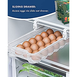 Skywin Refrigerator Egg Drawer - Snap-on Egg Holder for Refrigerator Organizes and Protects Eggs - Adjustable and Space Saving Egg Storage Container For Refrigerator