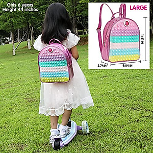 VERPALACE Fluorescent Fidget Toy Pop Backpack for Girls Birthday Gift Fidget Backpack for Kids with LED Lights Stress Relief ,Suitable for Button Cell Ithium Cell CR1220 3V (Batteries not Included)