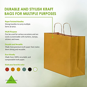 Craft Bag with Handles - 16x6x12 50 Pack Large Yellow Shopping Bags, Cute Kraft Paper Gift Wrap Totes with Handles for Small Business, Retail & Boutique Use, Merchandise, Goodie & Favor Bags, in Bulk