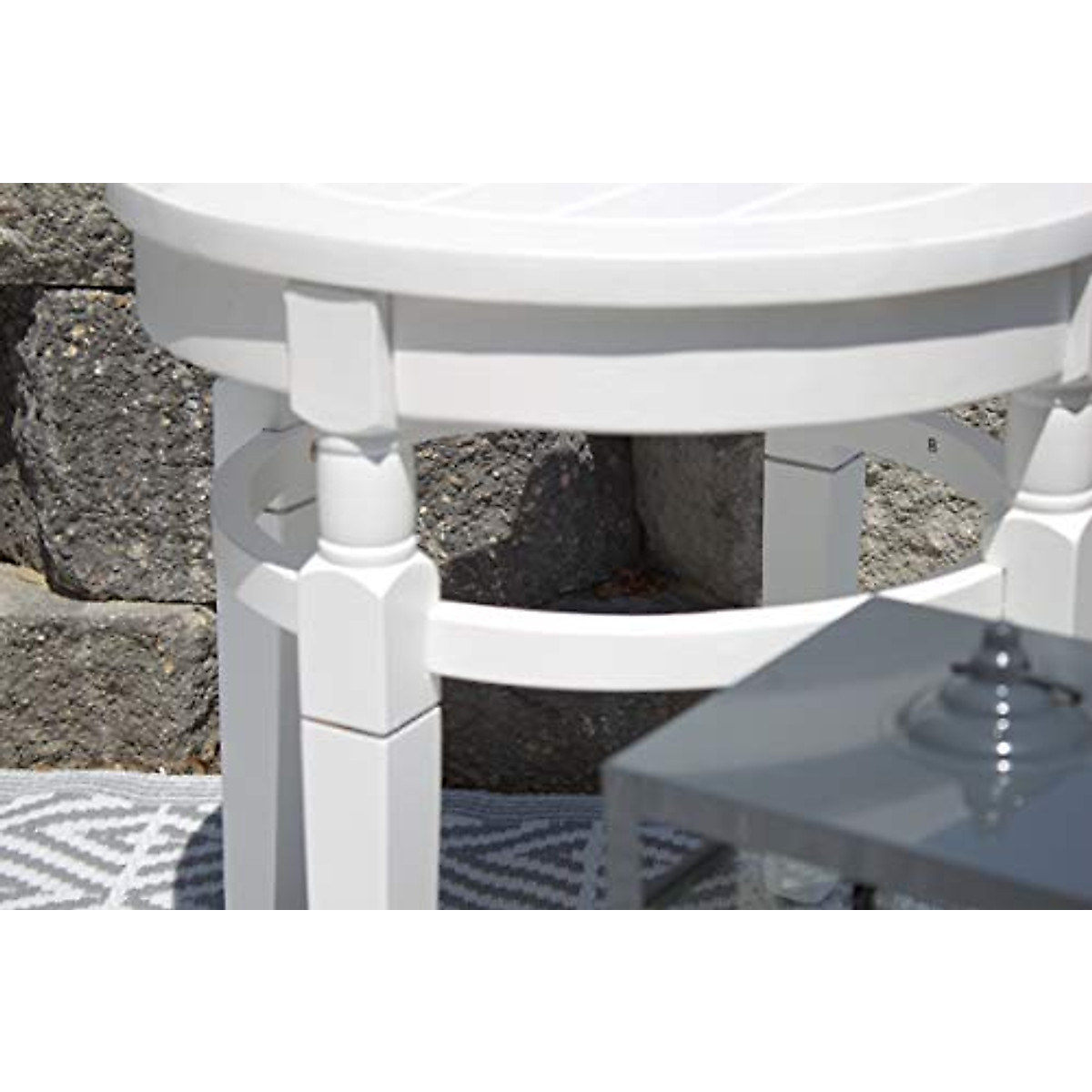 Pebble Lane Living All Weather Indoor/Outdoor Exclusive Elegant Hardwood Patio Round Side Table, 18" x 18" x 18", White