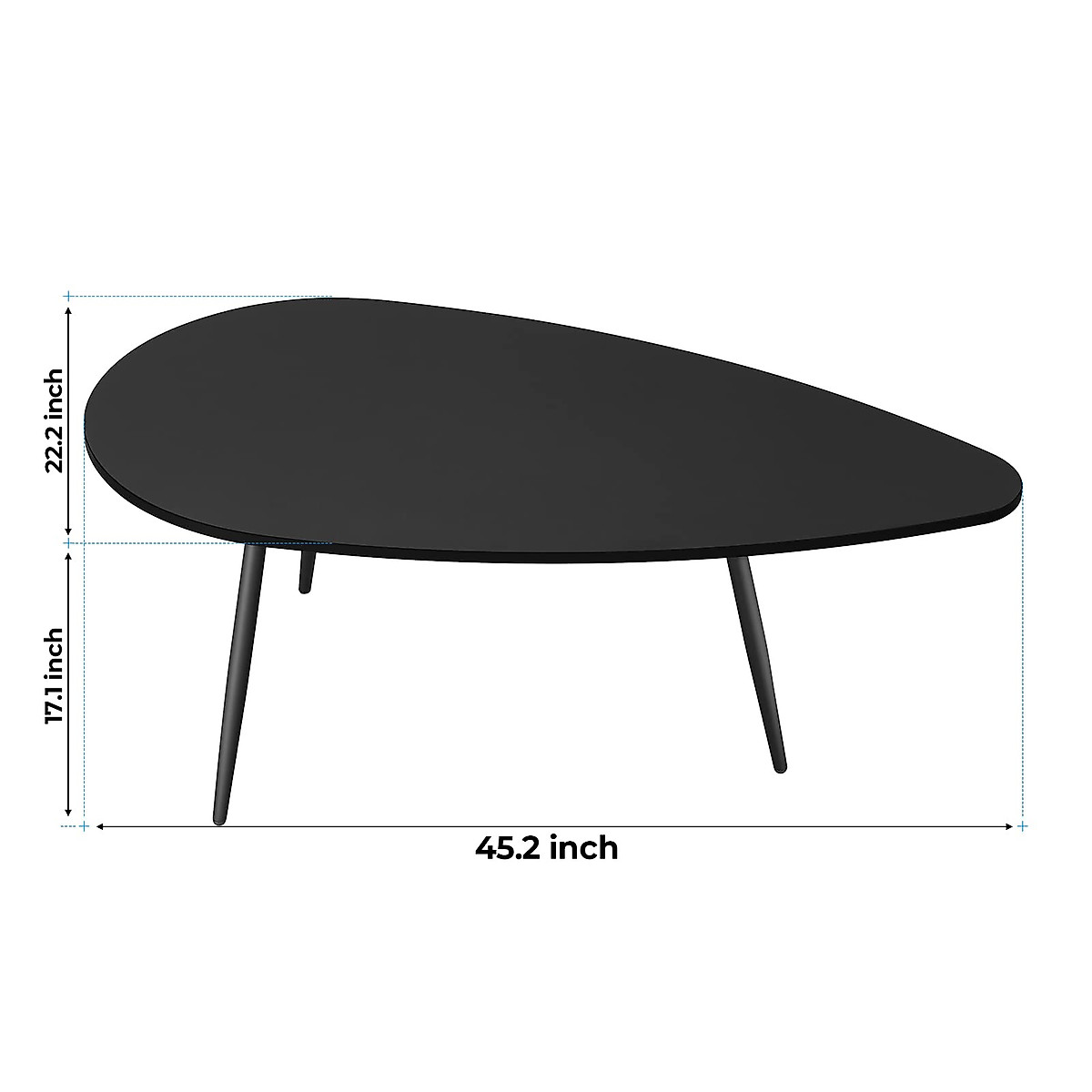 SAYGOER Black Small Coffee Table Modern Oval Coffee Tables Retro Center Table for Small Space Mid Century Coffee Table Rustic Accent Table for Living Room Home Office, Easy Assembly