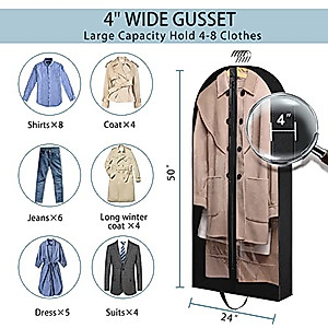 Clear Garment Bags Suit Bag:3 pack 50'' inch Closet Storage Hanging Clothes Business Non Woven Suit Cover Travel Dress Bag For Coats,Uniforms,Sweaters, Jackets
