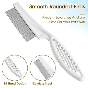 4pcs White Tick Comb for Dogs,Dog Flea Comb Cat Flea Comb Flea Comb for Kittens,Fine Tooth Tear Stain Remover,Large and Small Grooming Comb for Pets, Fine Tooth Tear Stain Remover