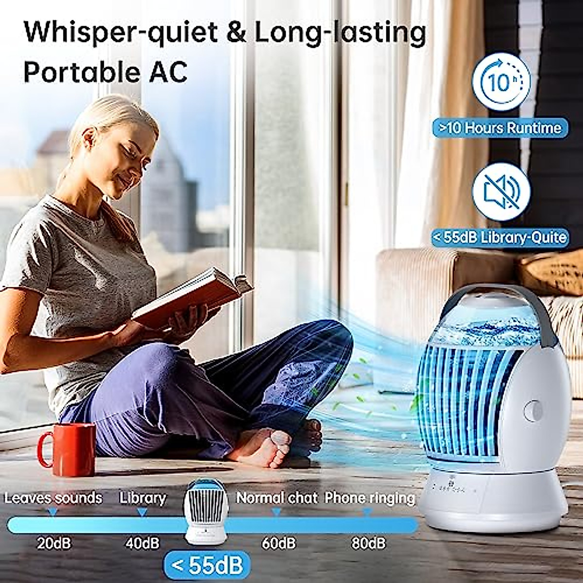 Portable Air Conditioners Fan, 3 Speeds Evaporative Air Cooler with remote, Multi-angle Adjustable Wind, Lightweight, Quiet, Personal Mini Cooling Fan for Room Bedroom Office Tent Caravan (CF008)