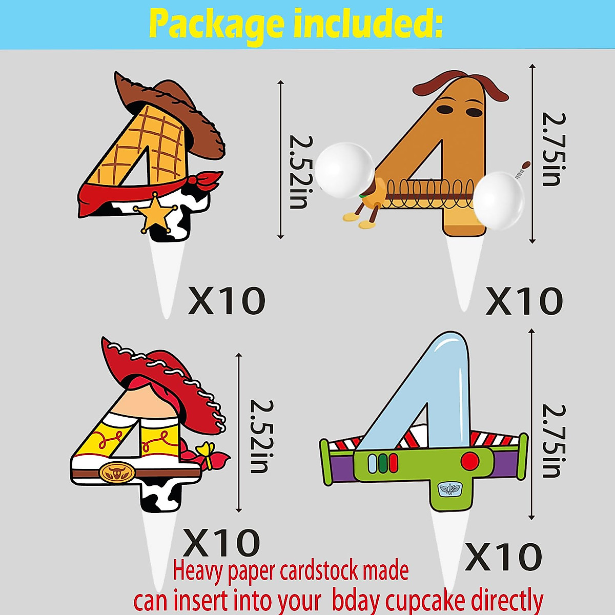 Xrjnfhi Cartoon Story 4th Birthday Party Supplies Reach Four The Sky Birthday Decorations include Balloon Arch kits Backdrop Banner Cake Cupcake Toppers Tablecloth for Boys Girls 4th Bday Decor