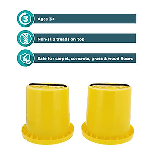 Get Out! Walking Bucket Stilts 2 Pack (Pair) Yellow Stepper Balance Bucket Shoe Stilts Toy, Cup Walkers Can Stomper Cups