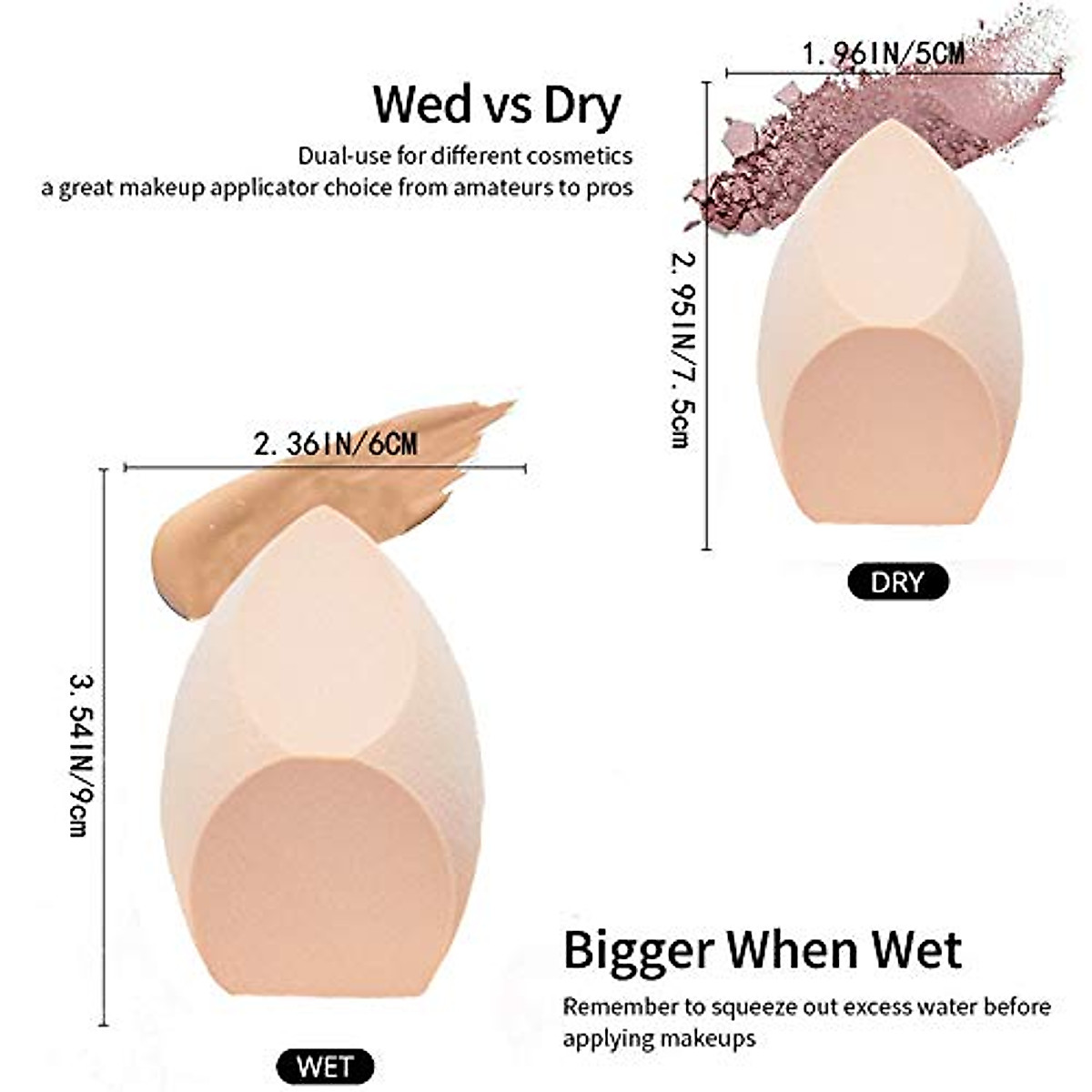 Makeup Sponge Blender & Holder, BIG & SOFT Beauty Makeup Blender Puff Foundation Sponges Set, Applicator Beauty Blending Blenders & Sponge Holder, Concealer Sponge for Liquid Powder Sunscreen (A SET)