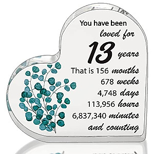 13rd Birthday Gifts 13rd Birthday Decorations for 13 Years Old Girls Boys Happy Birthday Gifts for Daughter Granddaughter Sister Acrylic Heart Keepsake, 13 Years Anniversary Keepsake Gifts
