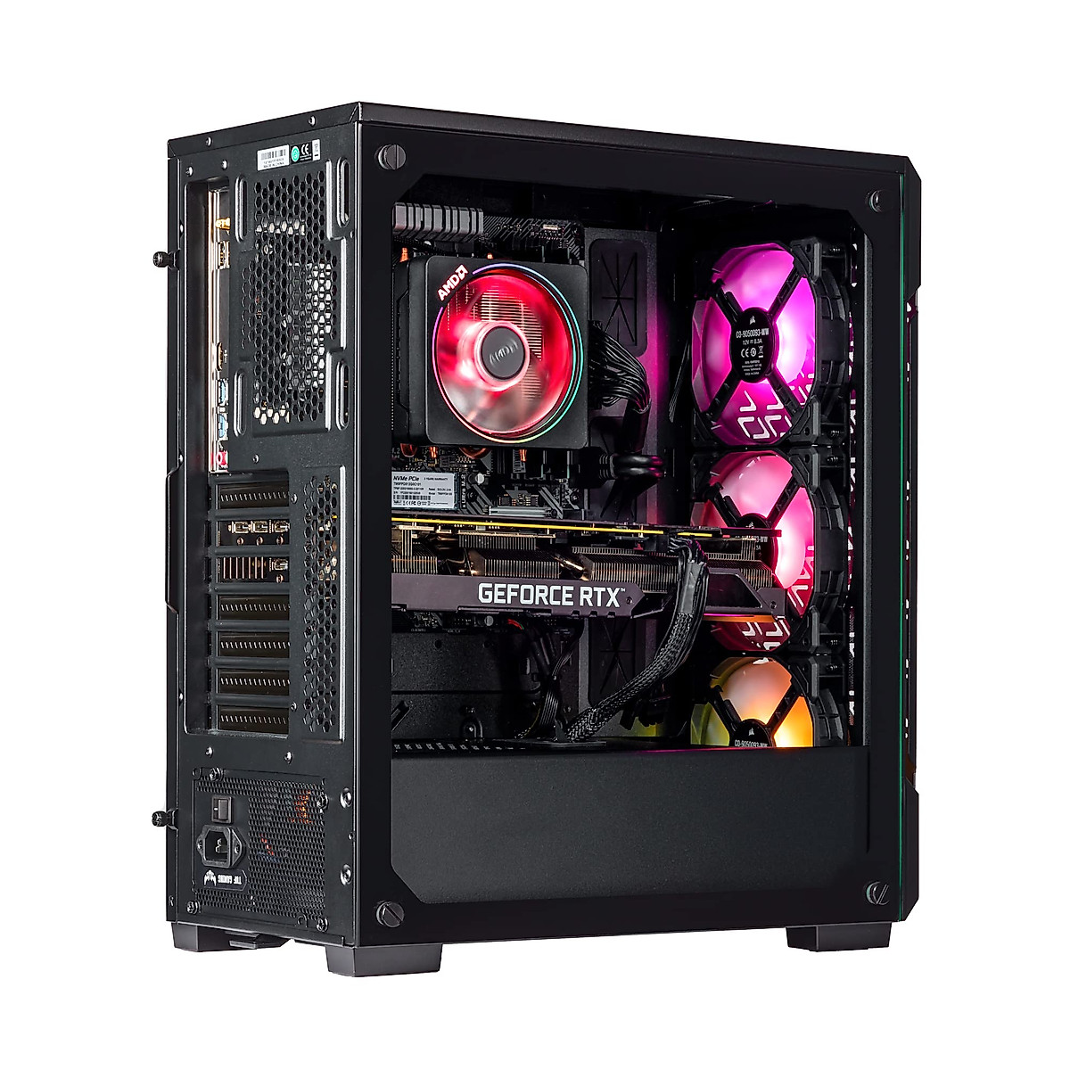 Velztorm Fultix Custom Built Gaming Desktop PC (AMD Ryzen 5-5500 6-Core, GeForce RTX 3070 8GB, 32GB DDR4, 512GB PCIe SSD + 2TB HDD (3.5), RGB Fans, 650W PSU, AC WiFi, Bluetooth, Win 11 Pro)