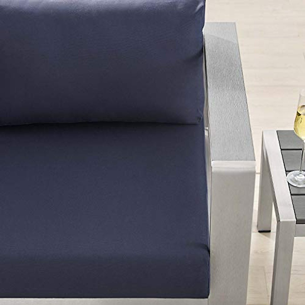 Modway EEI-4222-SLV-NAV Shore Sunbrella Patio Right-Arm in Silver Navy