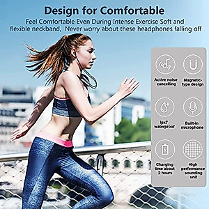 Siindoo JH-ANC11 Active Noise Cancelling Earbuds – Neckband Headphones 20Hrs Playtime,Wireless Bluetooth Headphones with Microphone, Magnetic IPX7 Waterproof Stereo Earphones for Gym Running