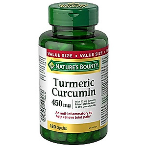 Nature's Bounty Turmeric Curcumin Pills and Herbal Health Supplement, Helps Relieve Joint Pain, Source of Antioxidants, 450mg, 120 Capsules