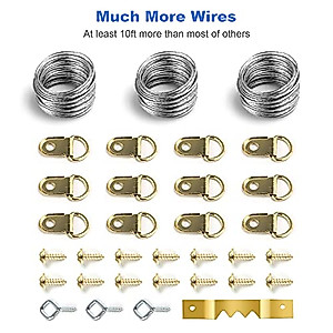 310 Pcs Picture Hanging Kit, Heavy Duty Picture Hangers for Drywall, Picture Hanging Hooks, Picture Hooks for Hanging Hardware Mirror, Pictures Frame Hanger With Nails Hanging Wire Sawtooth etc VOPTON