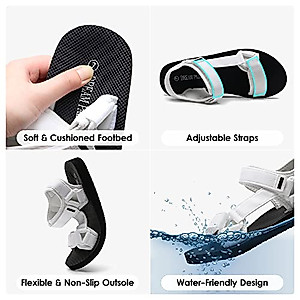 DREAM PAIRS White Sandals Women, Comfortable Walking Sandals with Arch Support, Athletic Hiking Sandals Outdoor, Soft Waterproof Sandals Beach Poolside Travel, White, Size 11, Sdsa2309W