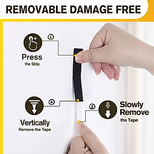 EMITEVER Picture Hanging Strips Heavy Duty, Damage Free Hanging Picture Hangers for Walls, Picture Hanging Kit, Hanging Hooks Without Nails, Black Adhesive Poster Wall Strips 20-Pairs (40 Strips)