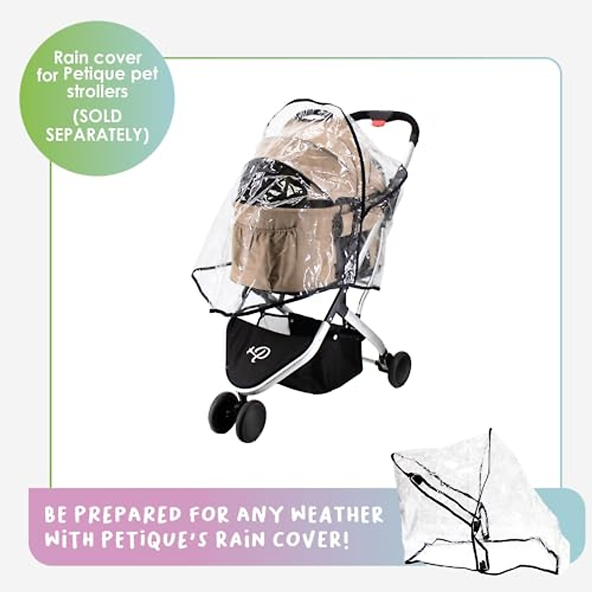 Petique 3-in-1 Newport Pet Stroller (Travel Carrier + Car Seat + Stroller), Easy Trifold/Unfold, 360º Front Rotating Wheel, Small/Medium Dogs, Cats and Pets, Supports up to 45LBS – Champagne (Beige)