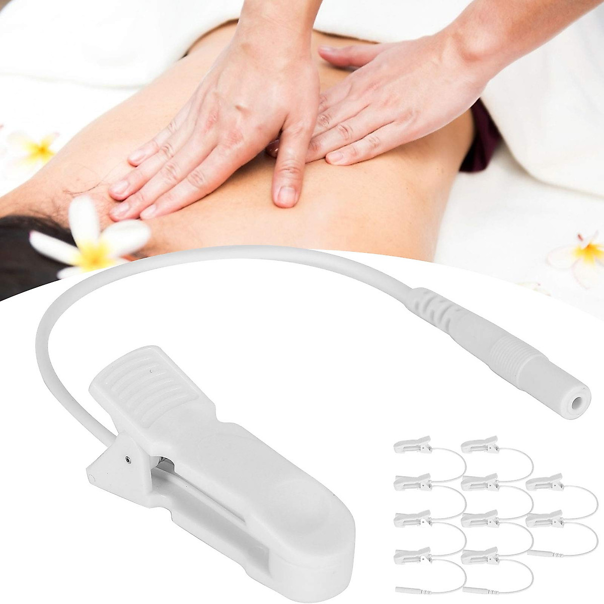 ZJchao 10pcs 2.0mm Ear Clip Electrode Wire Electrode Cable Connecting Cable for Digital TENS Massage Machine Ear Massage Clip