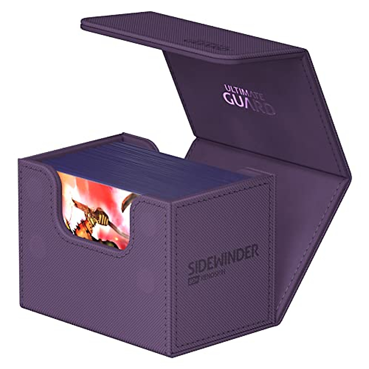 Ultimate Guard Sidewinder 80+, Deck Box for 80 Double-Sleeved TCG Cards, Purple, Magnetic Closure & Microfiber Inner Lining for Secure Storage
