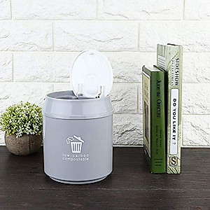 Mini Desktop Trash Can Storage Tube Push Creative Trash Can Kitchen Small Trash Bathroom Trash Blue(Gray)