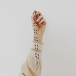 ifundom Phone Charm Strap Crystal Beaded Phone Rhinestone Glitter Long Lanyard Colorful Beads Hanging Neck Straps Bracelet Keychain for Women Girls