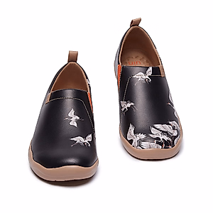 UIN Women's Walking Travel Shoes Slip On Microfiber Leather Casual Loafers Lightweight Comfort Fashion Sneaker Crane in Dark (9)