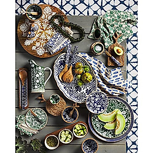 Mud Pie Indigo Platter Set, Green, small 12" dia | large 14" dia