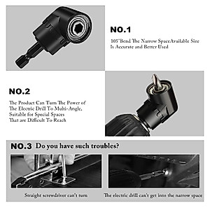 22Pcs Screwdriver Bit Set, D1 Magnetic Anti-Slip High Hardness Impact Resistance Bits 11Pcs +Right Angle Drill Attachment 105° 1Pcs +Short Screwdriver Bits 10Pcs, Used for Electric Hand Tool