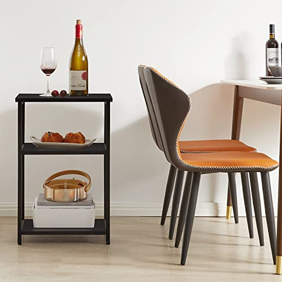 IBUYKE Side Table, 3-Tier End Table, Industrial Nightstand Small Table with Storage Shelf, for Bedroom, Living Room, Hallway, Black UTMJ402B