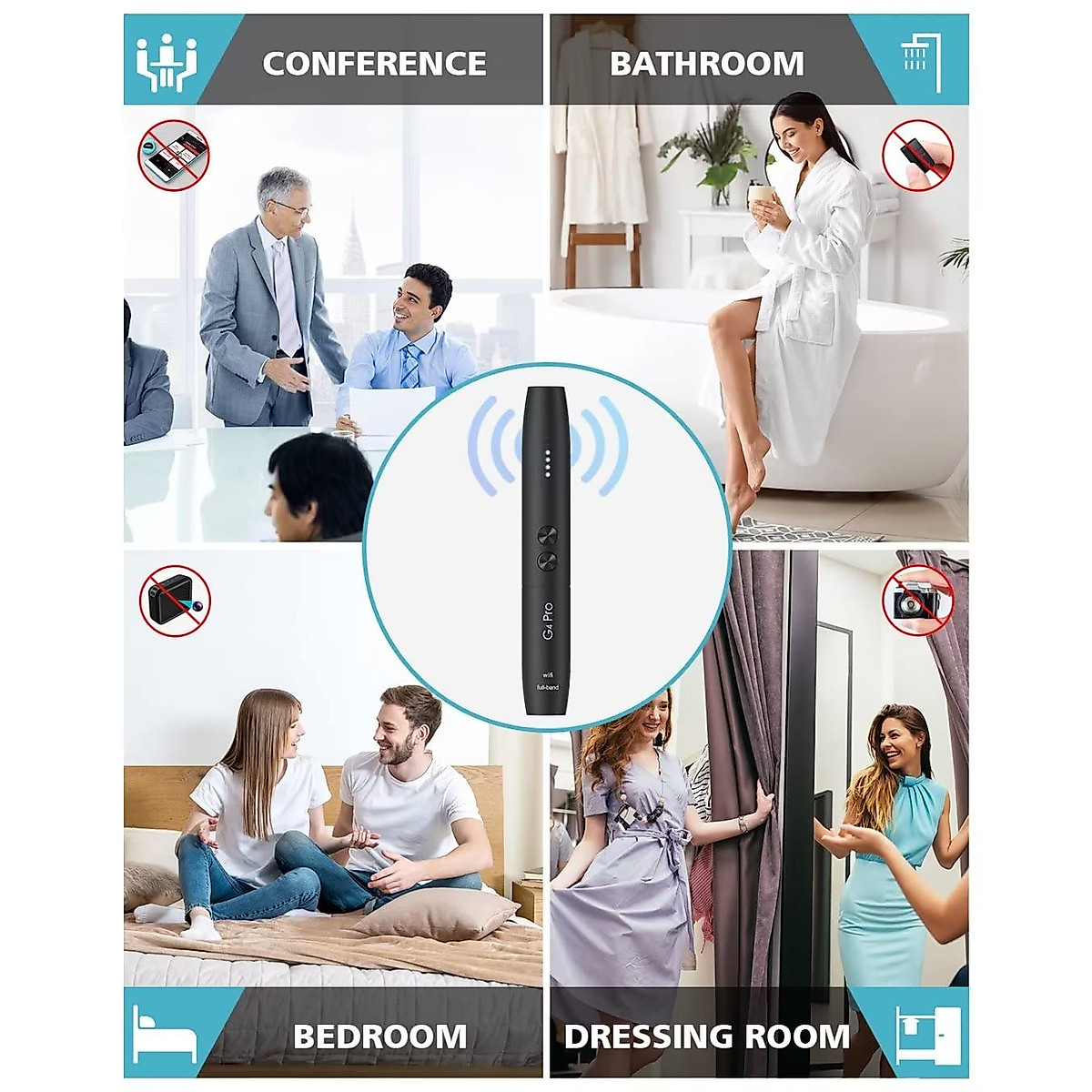 JEPWCO G4 Pro Anti Spy Detector for Wireless Audio Bug Camera, Bug Detector, Privacy Protector, 5 Level Sensitivity, 25H Working Time, Portable Pen Shape, Home Office