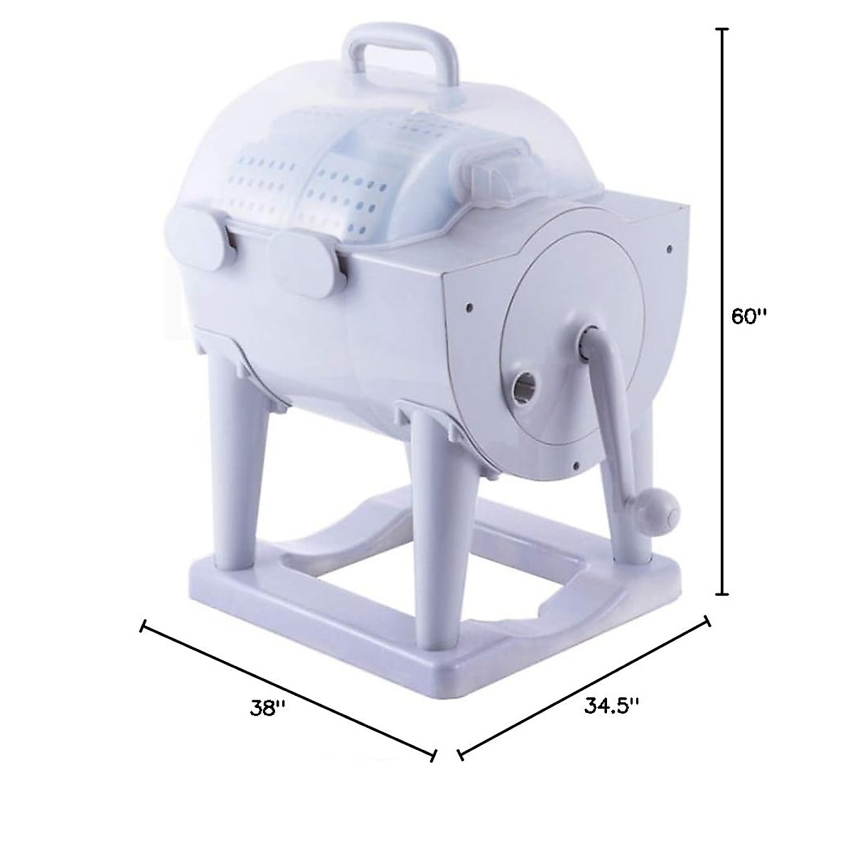 Household Products Non-Electric Portable Hand-Operated Drum Washing Machine, Manual Clothes Washer Dehydration, Spin Dryer for Camping Apartments RV Dormitory