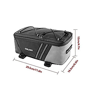 ERRLANER Bicycle Rack Rear Carrier Bag PU Leather Waterproof 7L Large Capacity Storage Luggage Pouch Reflective MTB Bike Pannier Shoulder Bag with Rain Cover