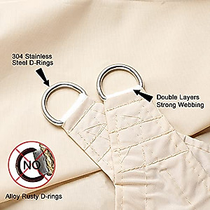 OYE HOYE 16.5' x 16.5' x 16.5' Sun Shade Sail Beige Triangle Patio Canopy, UV Block Waterproof Polyester Canopy for Patio Awning Garden Backyard Playground Lawn Sand Outdoor Activities