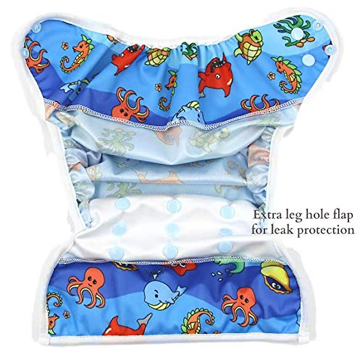 Kawaii Baby 6 Happy Leak-Free Cloth Diaper Covers, Double-Layer adjustable to fit babies 8-36 pounds, Animal Club