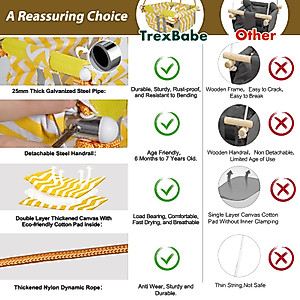 Toddler Swing Seat Indoor,Steel Baby Swing Outdoor Simple Assembly,Portable Canvas Baby Swing with Safety Belt,Columpios para NiñOs 1-6 AñOs,Tree Swings Or Backyard,Full Set of Ceiling Screws