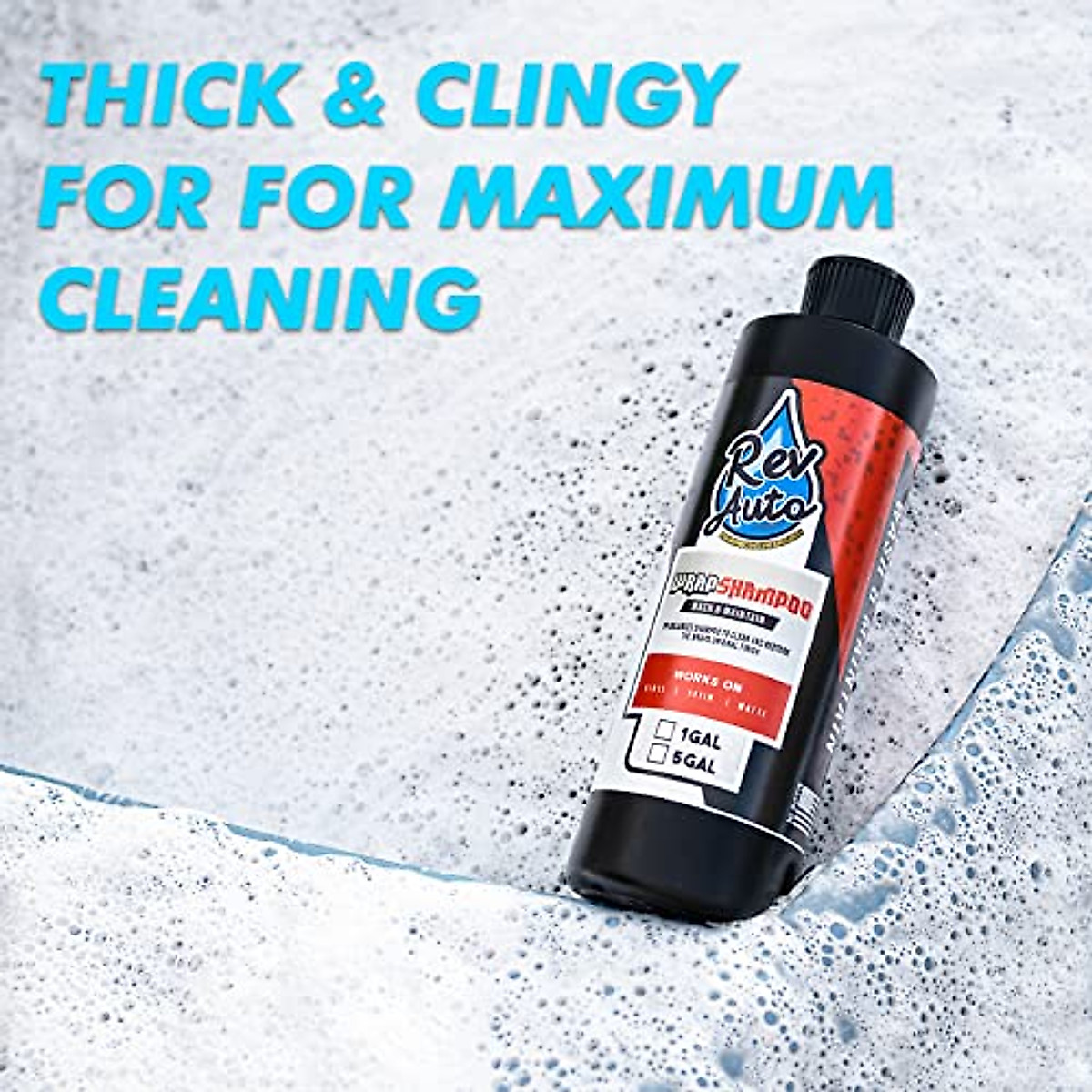 Rev Auto Wrap Shampoo 16oz - Car Soap For Wrapped Cars/Car Wrap Cleaner That Works on All Car Vinyl Wrap Finishes/Cleans Vinyl Wrap For Cars/Formulated To Clean Car Wrap Vinyl