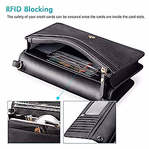 nuoku Women Small Crossbody Bag Cellphone Purse Wallet with RFID Card Slots 2 Straps Wristlet, A- Black