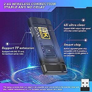 Wireless Retro Game Console, Equipped with 64G TF Card Plug and Play, Nostalgia Game Stick 4K 20000+ Games Built-in, 9 Classic Emulators, with Dual 2.4G Upgraded Wireless Controllers, Black