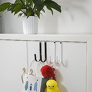 UUYYEO 6 Pcs 13cm Over The Door Hooks Bathroom Door Hooks Back of Door Towel Racks Glass Door Towel Hangers Clothes Hanging Door Hooks Black