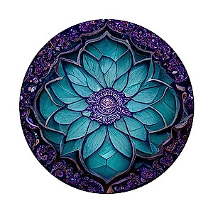 Teal Purple Mandala Pattern PopSockets Standard PopGrip