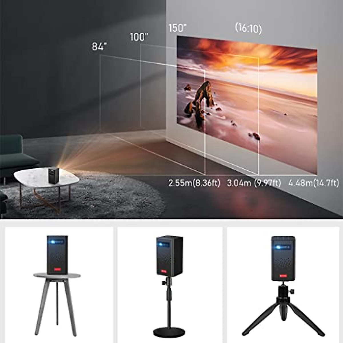 APAINI P20 Mini Portable Pico Smart Screenless Tv Led Dlp Projector 4k 1080p for Mobile Phone Smartphone