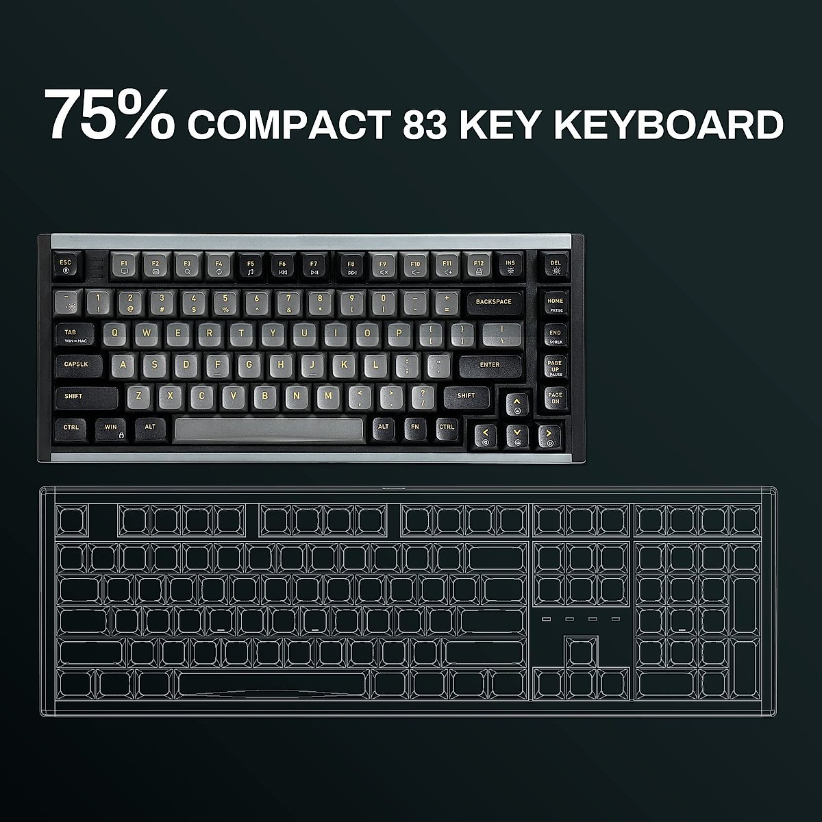 Hexgears X5pro Wireless Mechanical Keyboard, Triple Mode BT5.0/2.4G/USB-C Mechanical Keyboard with Kaihl Box Switch, I2 Mechanical Keyboard, 75% Gaming Keyboard 83