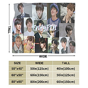 Kpop ENHYPEN Merch Throw Blanket Characters Collage Blanket Soft Warm Bed Blanket for Travelling Camping Living Room Sofa Bedroom 50"X40"