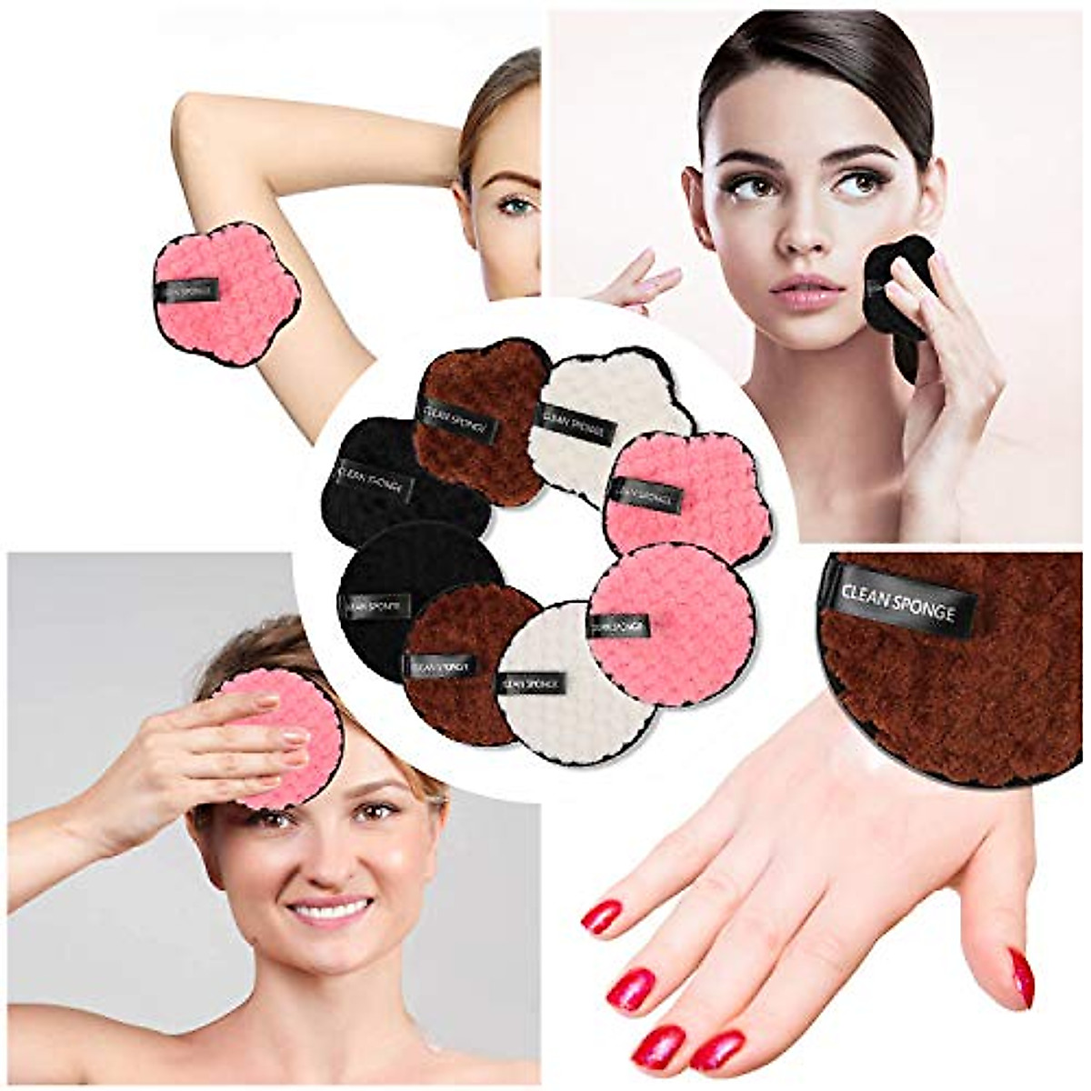 Tugaizi 8 Pack Reusable Makeup Removing Pads Face Cleansing Pads Christmas Gifts Face Eraser Removing Cleaning Puff Soft Chemical-Free Facial Cotton Pads with Laundry Bag 4.7" Dia