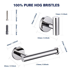 LCEZAN Bathroom Hardware Set, Premium Stainless Steel 3-Piece Include 5 Inch Toilet Paper Holders and 2 Towel Robe Holder Hook for Bathroom, Kitchen, Washroom Wall Mount Polished Chrome